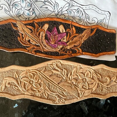 Leather Tooling Feathers-sunflowers-daisy Floral Vines Rope Can Tracing ...