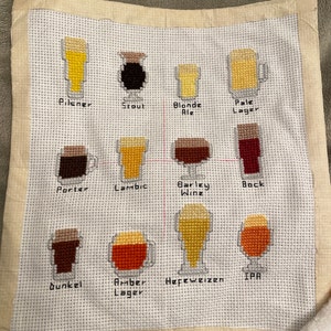Beer Cross Stitch Pattern a Pint Glass of Beer, Simple and Modern ...