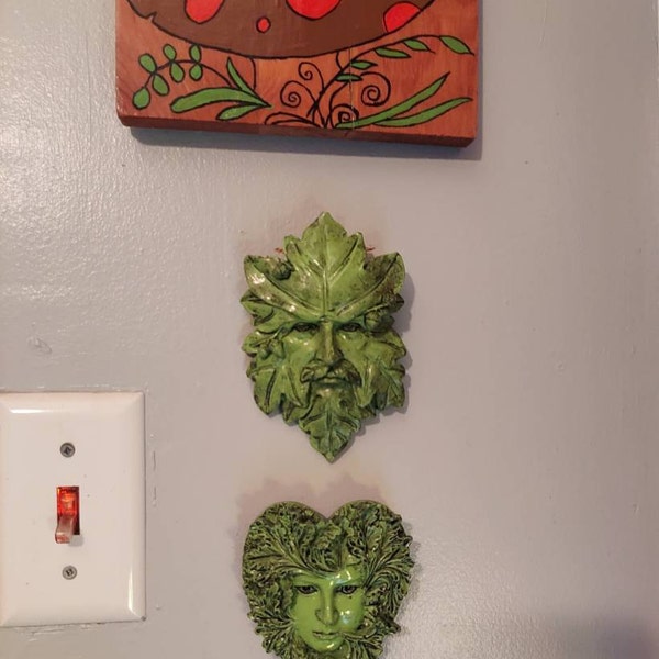 Green Man Wall Hanging, Green Man Wall Statue, Green Man Hanging Mask ...