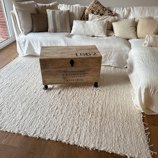 Large Cream Rug, Bedroom Rug, Cotton Rug, Living Room Rug, Bohemian ...