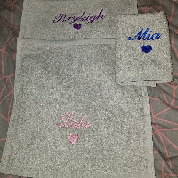 Personalised Face Flannel Embroidered With Cute Heart 100% Soft Cotton ...