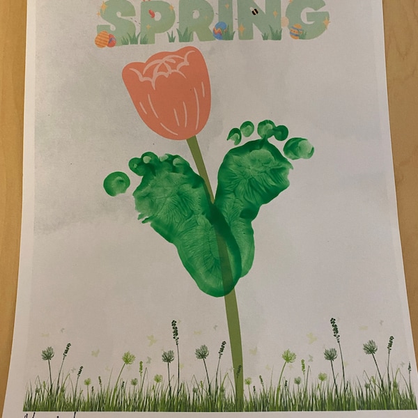 Spring Footprint Art Craft, Memory Baby Art Keepsakes, Preschool ...