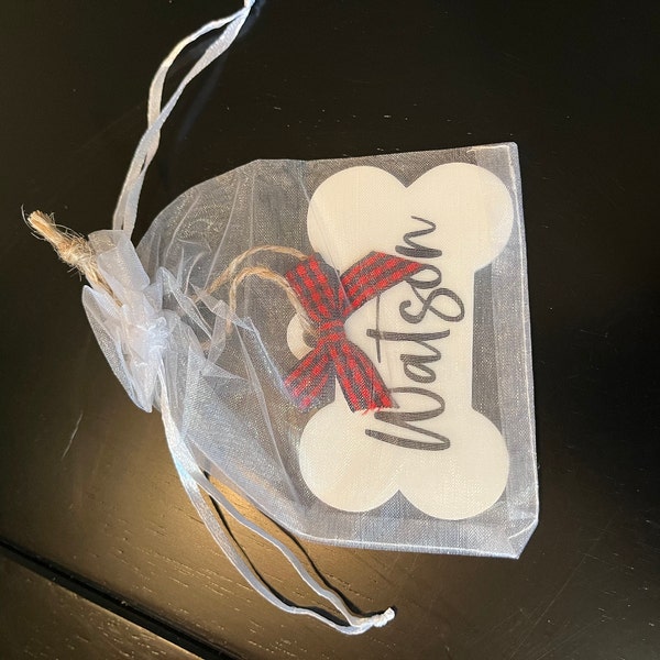 Dog Bone Gift Tag, Personalized Dog Ornament, Stocking Dog Bone Tag ...