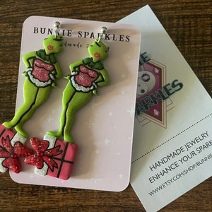 Space Octopus Polymer Clay Statement Earrings Red With Blue Splatter ...