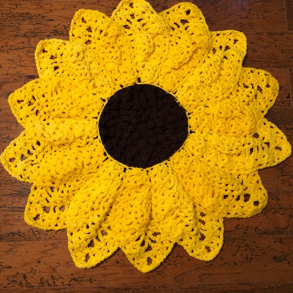 Crochet Sunflower Rug (pattern) With Exclusive Video Tutorials - Etsy