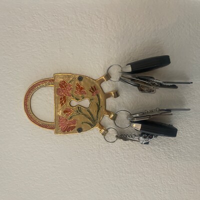 Padlock Shape Wall Mounted Hand Painted Ceramic Solid Brass Key Hooks ...