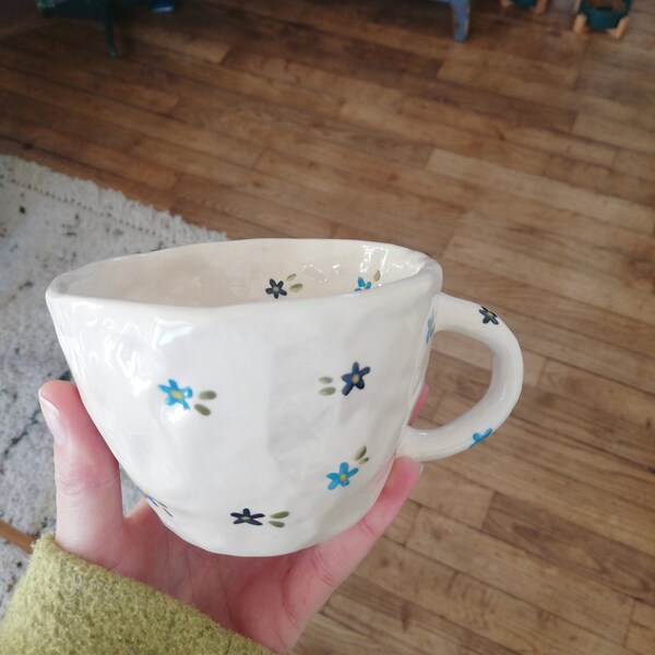Flowers Mug, Handmade Coffee Mug, Ceramic Mug - Etsy Australia