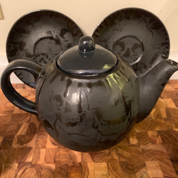 Gothic Skull Set, Goth Skulls Teaset, Matte Black Sets, Macabre Teapot ...
