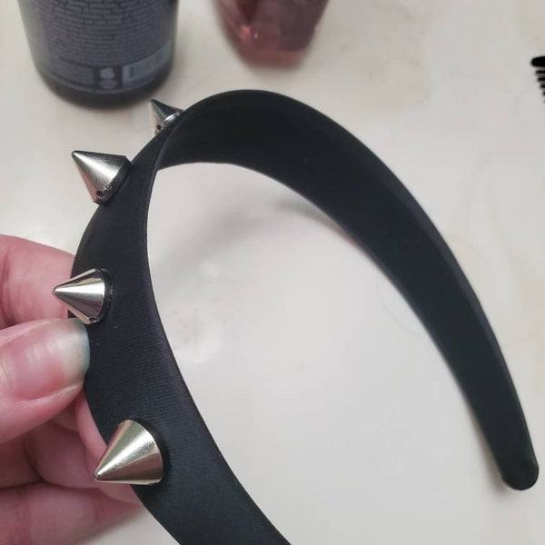 Spiked Black Headband, Gothic Crown Hair Accessory, Grunge Punk Studded ...