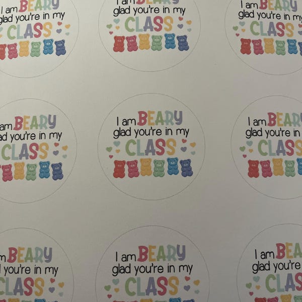 Printable Gummy Bear Tag, BEARY Glad You're in My CLASS Gummy Bear Tag ...
