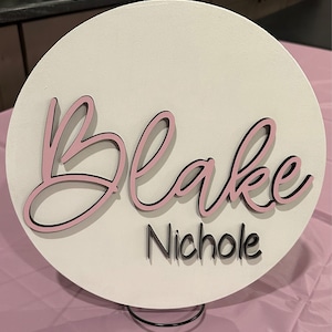 Nursery Name Sign, Round Name Sign, Above Crib Sign, 3d Name Sign, Baby ...
