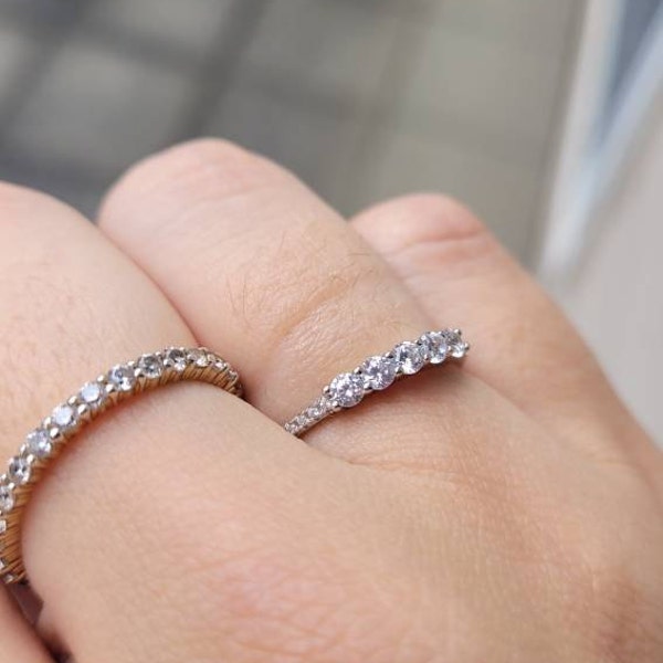 Dainty CZ Stacking Ring, Gold Minimalist Ring, CZ Ring, Simple Diamond Ring, Sterling Silver ...