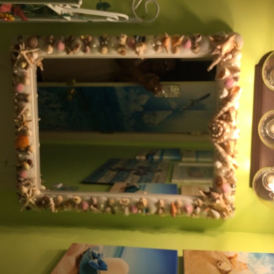 Newbeautiful 12 Seashell Wreath Wall Hanger With Starfish and Sand ...