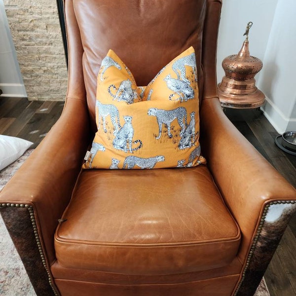Curcuma/ Marsala/ Blue Leopard Throw Pillow Cover - Panther Decor ...