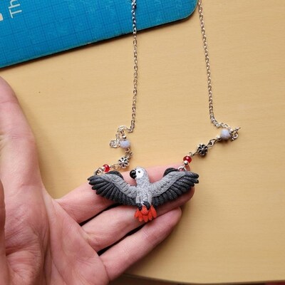 African Grey Parrot Keychain Handmade Parrot Figurine Made - Etsy