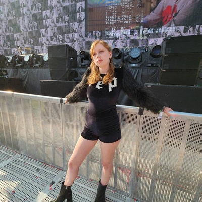 Rep Costume Black Velvet With Furry Sleeves. Romper With Rhinestones ...