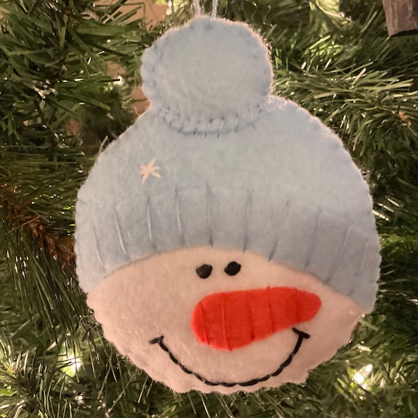 Felt PATTERN Snowman Face Ornament, Snowman Head Christmas Decorations ...