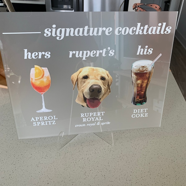 Custom Bar Menu - Signature Cocktail Sign With Drink Illustration ...