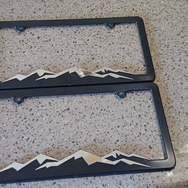 Chrome Mountain Raised Imprint License Plate Frame - Etsy