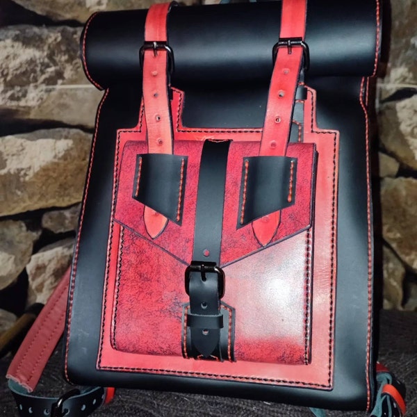 PDF & DXF Guliver Roll-top Backpack Pattern - Leather Backpack Template - Leather Bag Pattern ...