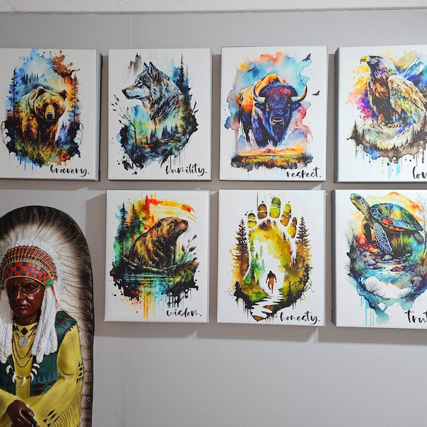 Seven Grandfather Teachings Poster Set | Indigenous Animals Watercolor ...