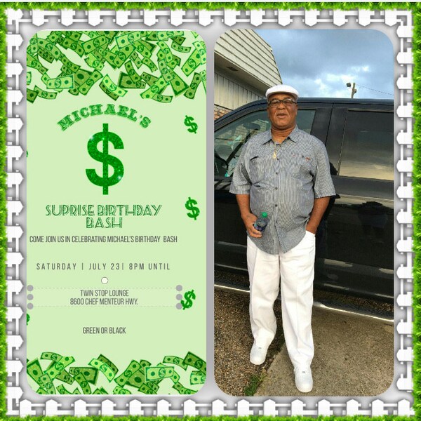 Money Theme Birthday Party Digital Electronic Downloadable Invitation ...