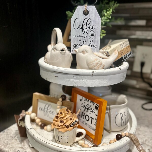 Coffee Mini Wood Book Stack With Scoop/ Coffee Bar/ Tier Tray Decor ...
