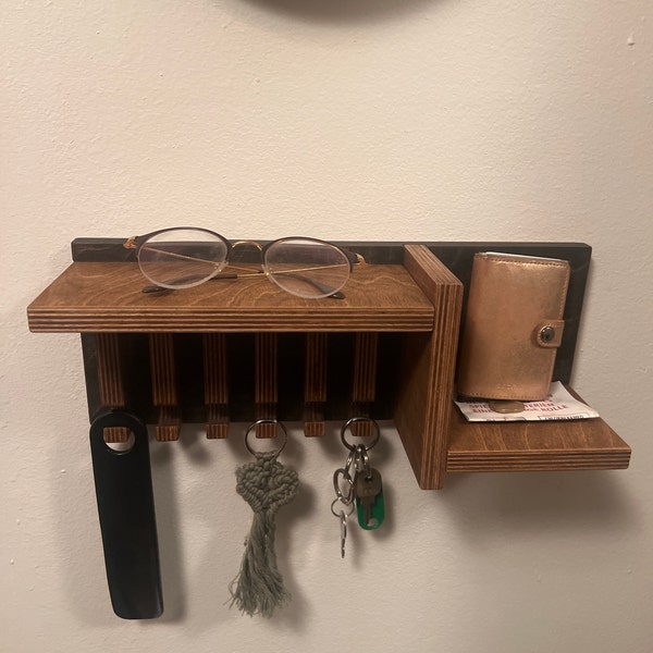 Modern Entryway Mail Key Organizer Solid Wood Key Holder for Wall ...