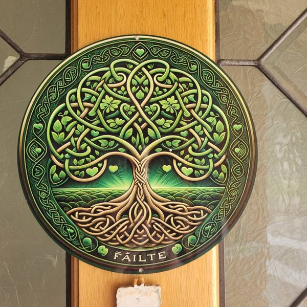 Fáilte Irish Welcome Sign Scottish Gifts Celtic Knot Tree of Life Metal ...