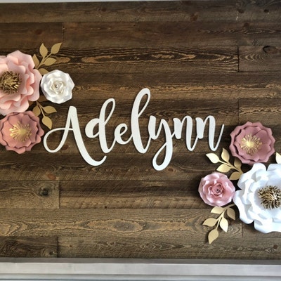 MADELYN Script Font Wooden Name Sign Boy Girl Nursery Name - Etsy