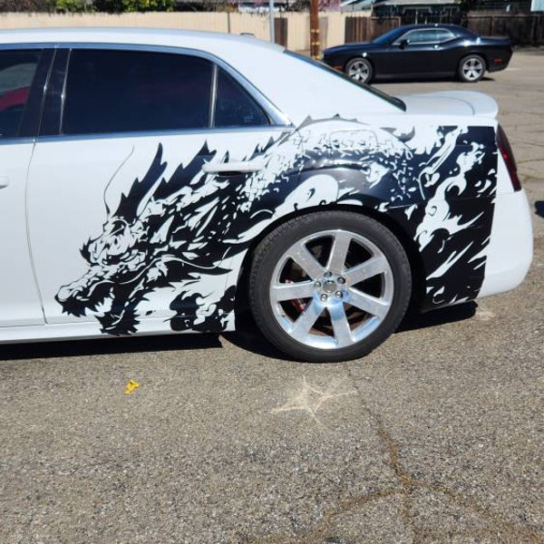 Large Japanese Dragon Car Side Decal - Vinyl Graphic Dragon Sticker for ...