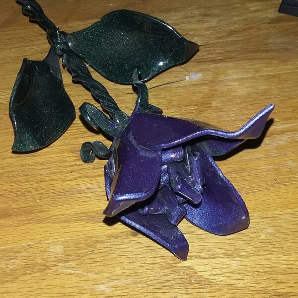 Steel Rose With Barbed Wire Stem Made From Recycled Metal and ...