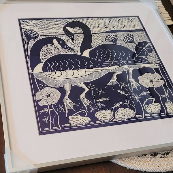 Osprey Linocut Print in Black, Water Bird Art, Bird Art , Linocut Art ...