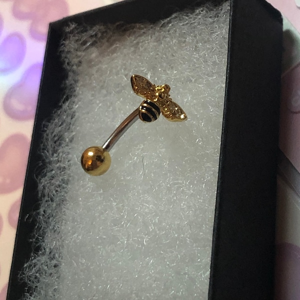 16G* Cute Bee Cartilage Piercing/ Top Design Size: 9x6mm/ Rook Piercing ...