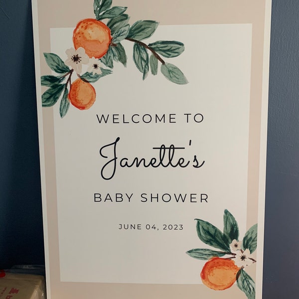 Editable Citrus Welcome Sign Template Canva Cutie Baby Shower Decor ...
