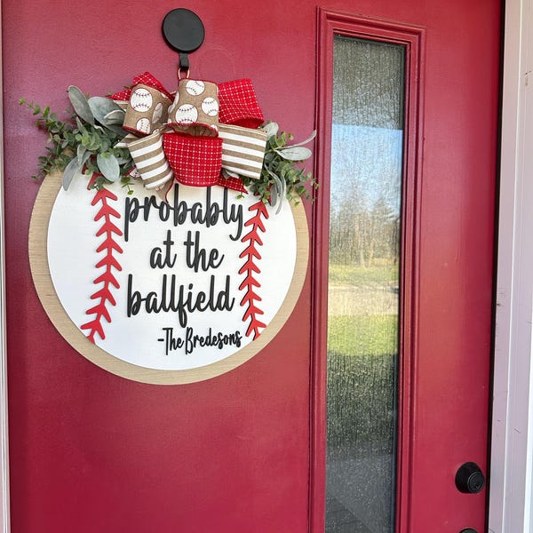 Sports Front Door Decor | Baseball Welcome Sign | Spring Wreath ...