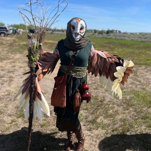 Barn Owl Arm Wings Brown Bird Costume Cosplay Movable Bird Wings for ...