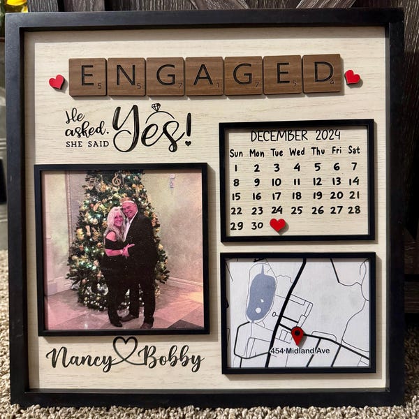 Custom Location Photo Frame | Personalized Map, Engagement Gift - Etsy