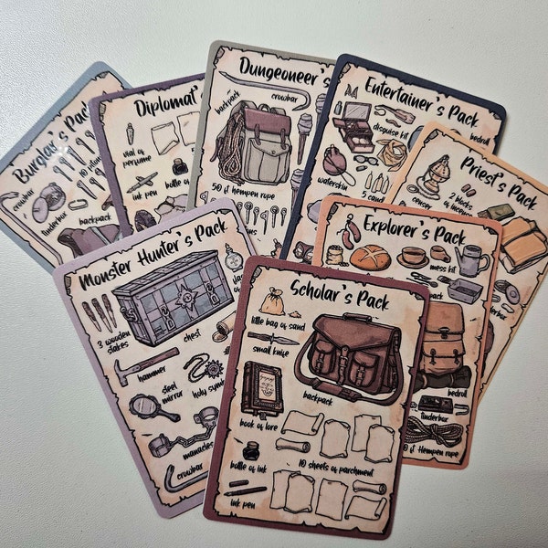 DND Equipment Packs Complete Set of Visual Aid Coloring Pages Digital ...