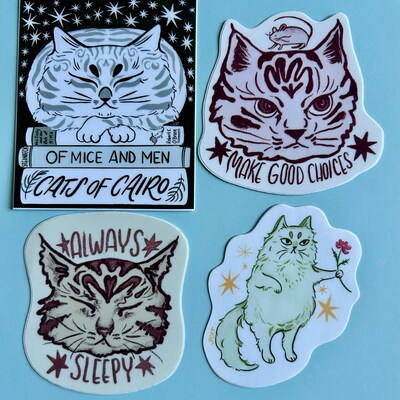 Book Cat Sticker / Cat Sticker / Vinyl Sticker / Waterproof Sticker ...