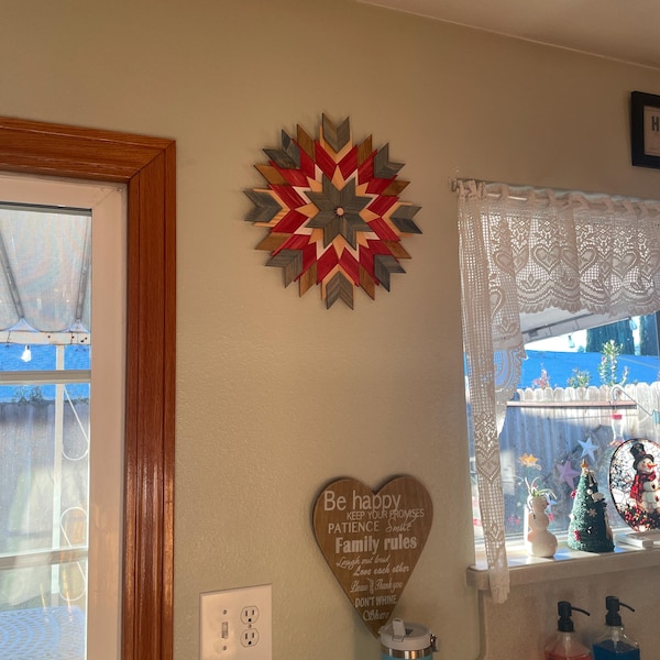 Mosaic Barn Quilt Wall Art- Rustic Wooden Wall Art- Farmhouse Wall Art ...