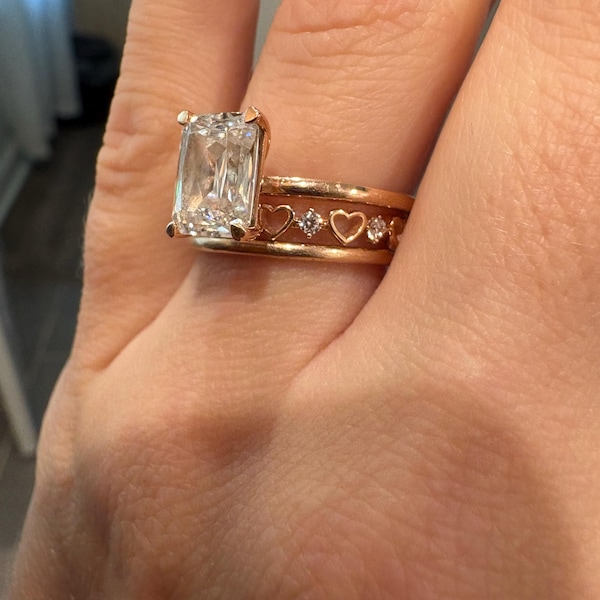 14k Solid Gold Ruby Ring | Square Cut Ruby Birthstone Ring for Women ...