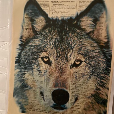 Wolf Art Print on an Antique Dictionary Page, Unique Gift for the Wolf ...