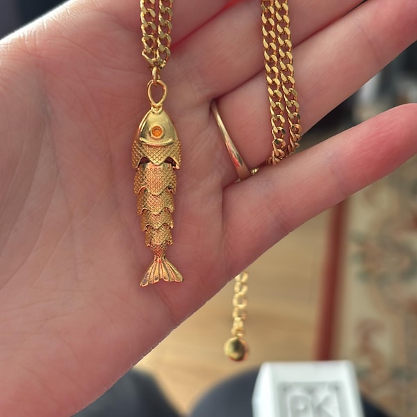 Movable 3D Articulated Fish Necklace, Pave Fish Necklace, Pisces ...