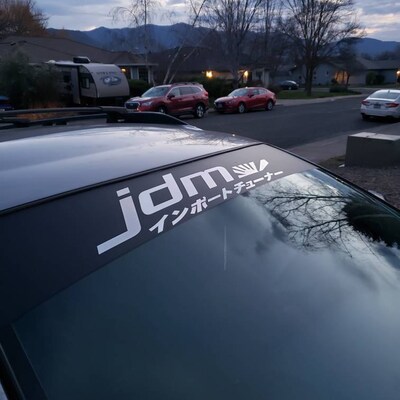 JDM With Japanese Writing Holographic Silver Windshield - Etsy