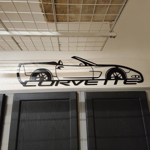 Metal C5 Corvette Wall Art - Silhouette Corvette for Garage or Man Cave ...