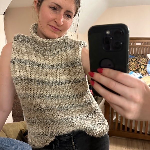 Knitting Pattern the Claire Modern Cropped Sleeveless Sweater Knit ...