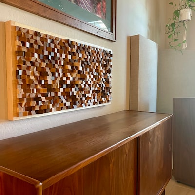 Wood Wall Art Sound Diffuser Contemporary Wall Sculpture Wooden Wall ...