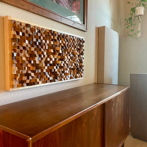 Wood Wall Art | Sound Diffuser | Contemporary Wall Sculpture | Wooden ...