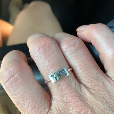 925 Silver World Map Ring - Etsy